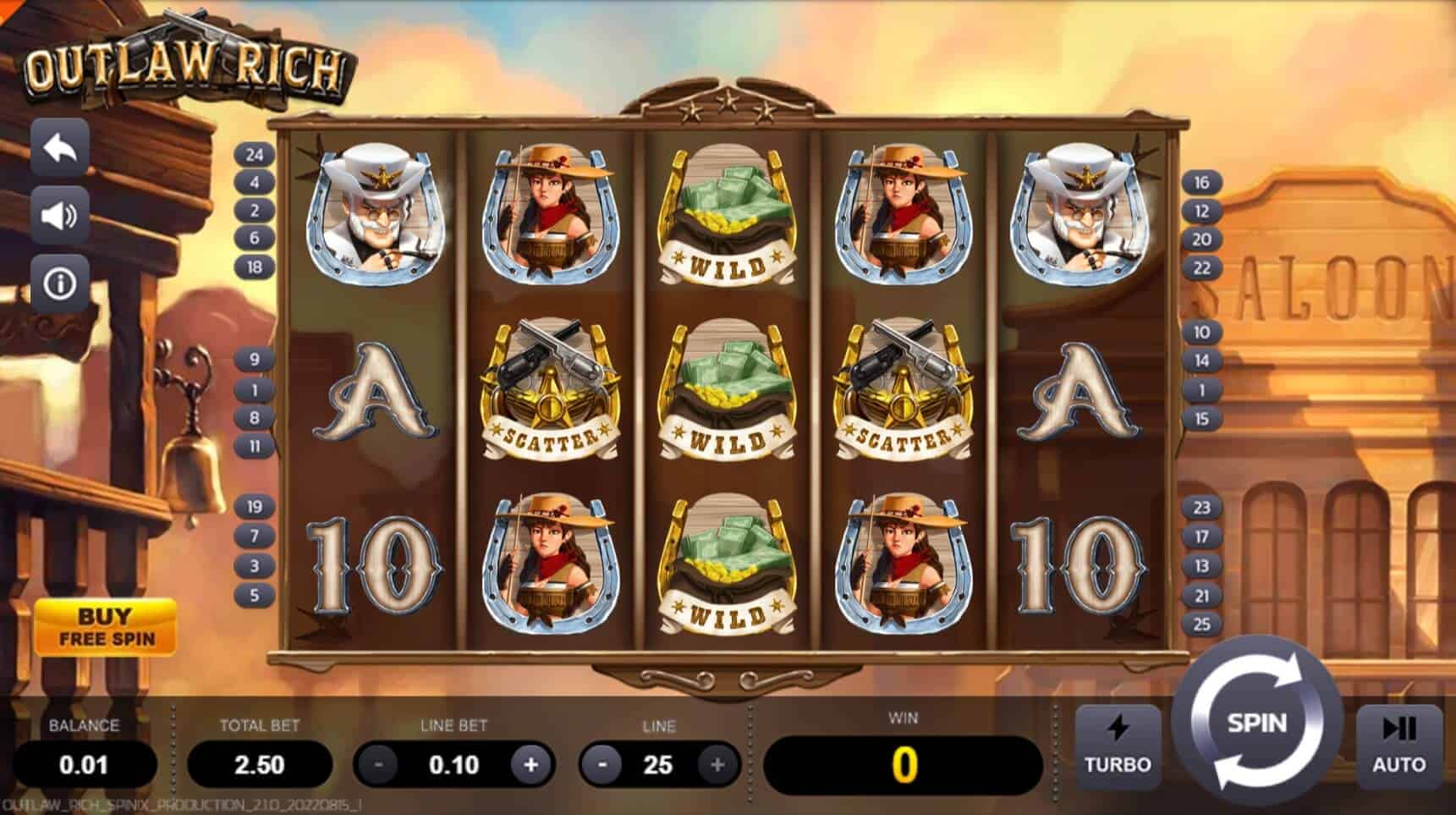 Outlaw Rich เกมสล็อตแตกง่ายค่าย SPINIX - PG SLOT